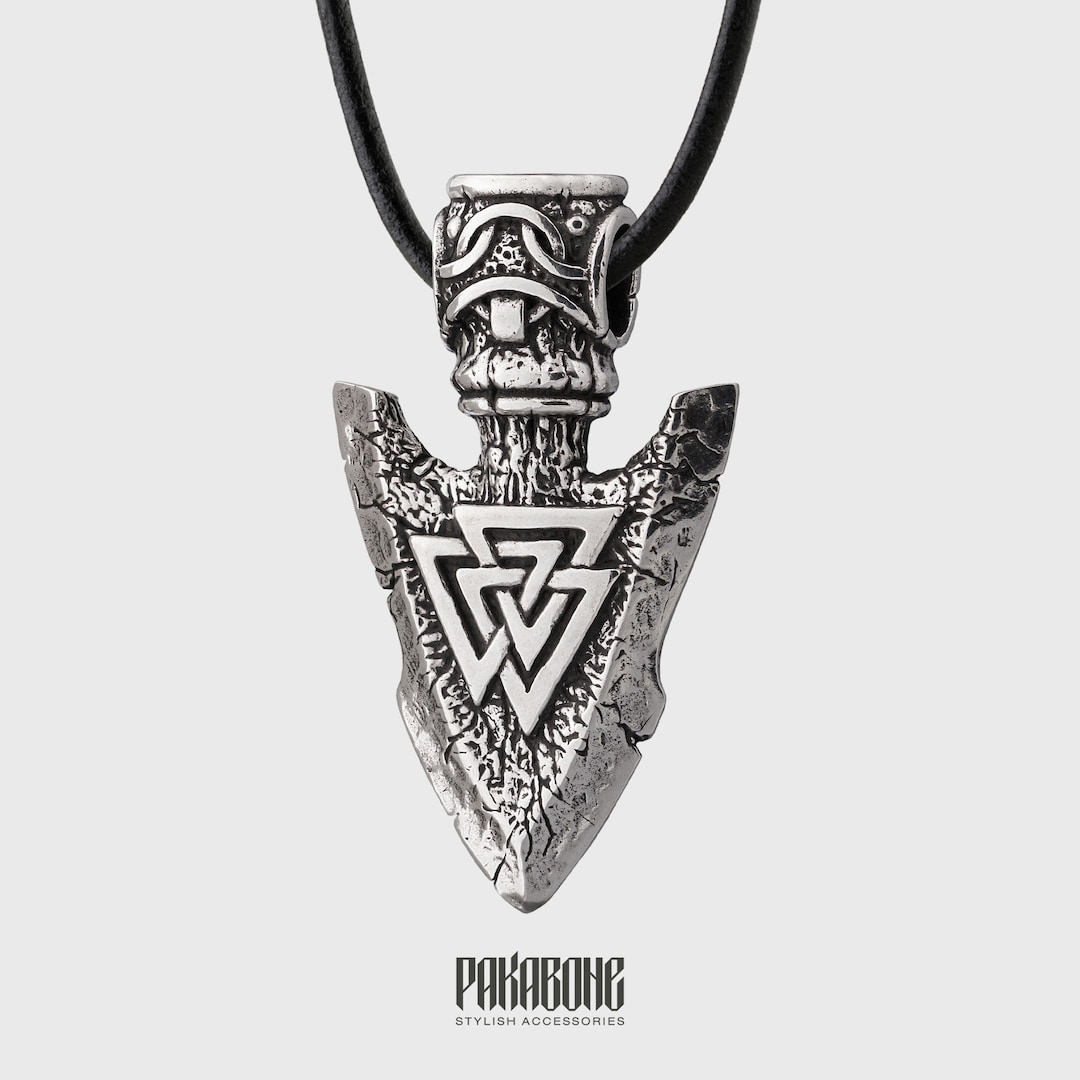 Viking Necklace Odin's Spear Gungnir With Valknut Norse Pendant Gift ...