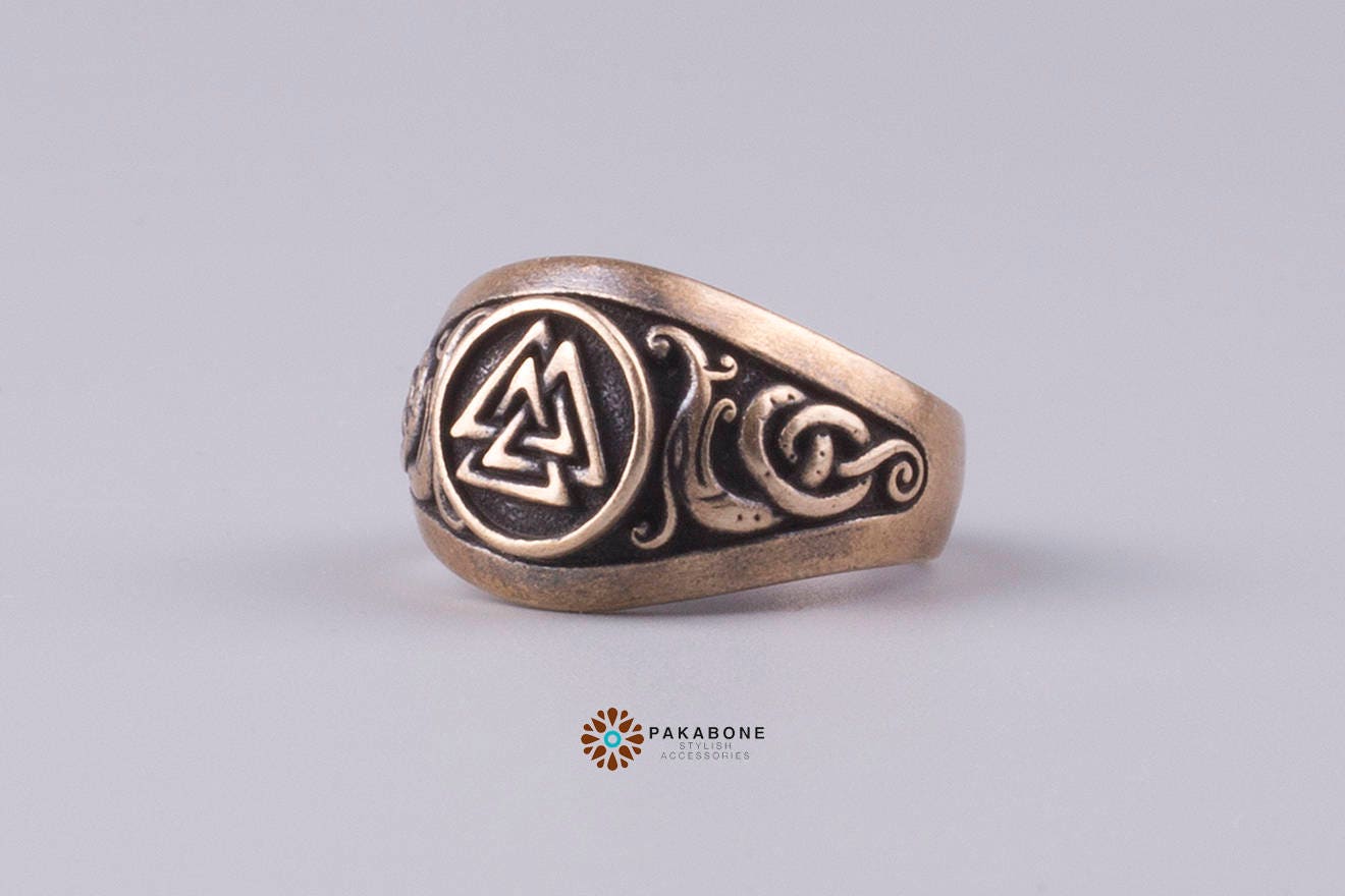 Viking Ring Valknut Jormungand Norse Style Viking Jewelry for | Etsy