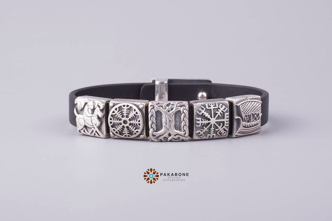 Viking Charm Bracelet - Sterling Silver Charm With Magical Symbols ...