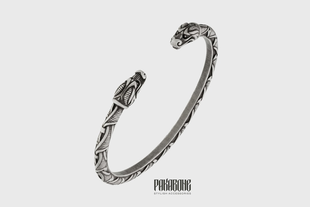 Viking Bracelet With Dragon's Head - Adjustable Bronze Armband - Viking ...