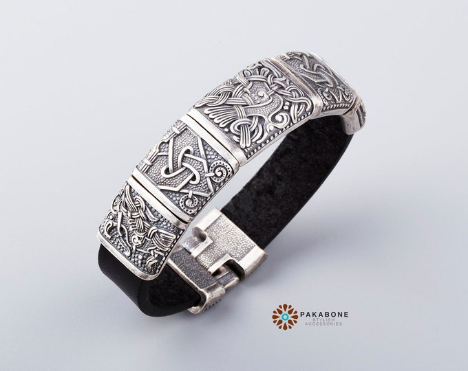 Viking Bracelet Mammen Style With Bronze Charms: Hugin Triquetra ...