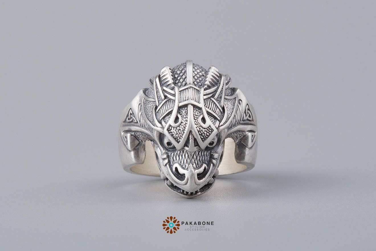 Viking Ring Jormungandr Norse Jewelry Ring with Midgard | Etsy