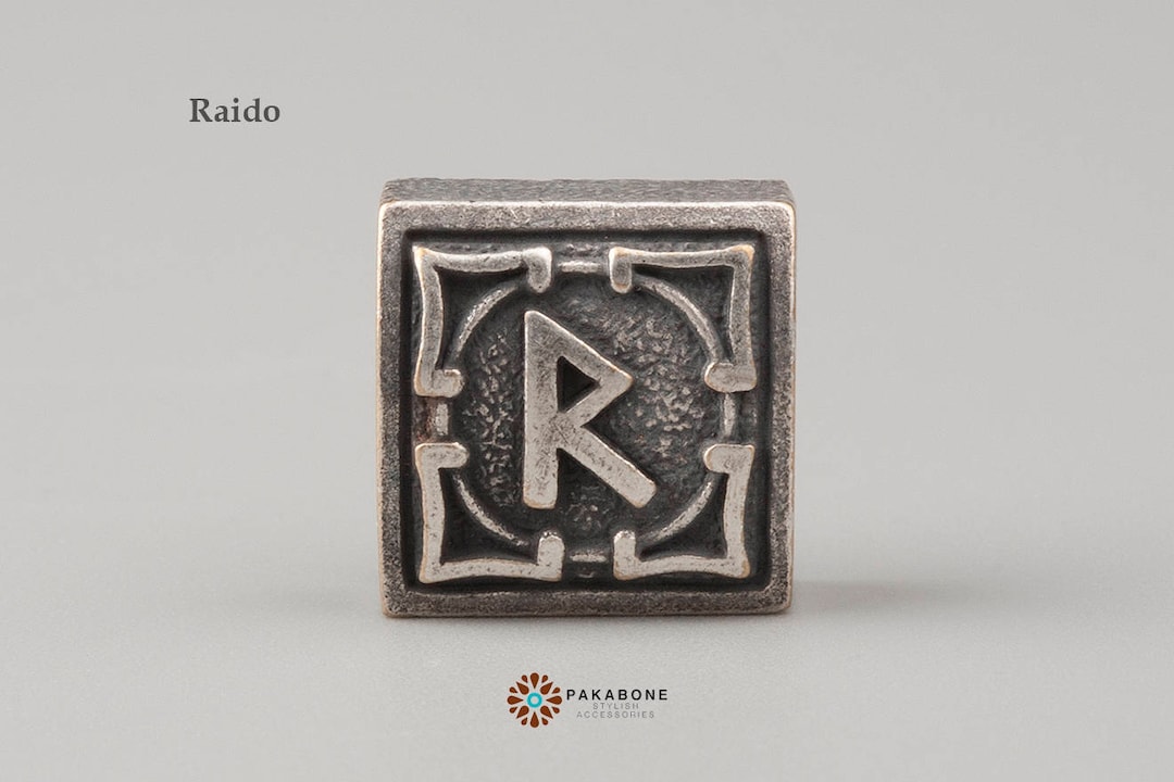 Raido Rune Charm Silver-plated Bronze, Travel and Journey Rune Bead ...
