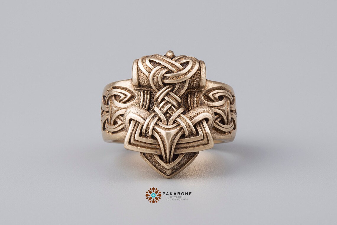 Viking Ring Thor's Hammer Norse Style Viking Jewelry for Men Women 001 ...