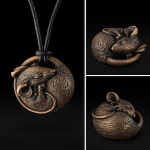 Bronze Miniature Sleeping Mouse Brass Animal Sculpture Mouse ...