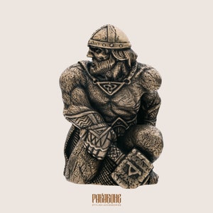 Thor Bronze Figurine With Hammer - Thor Statue With Mjolnir - Norse ...