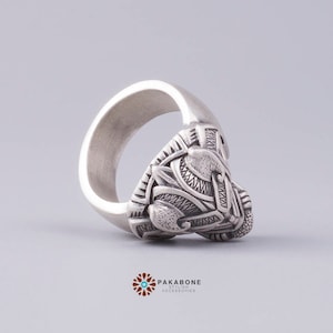 Viking Ring With Wolf Fenrir - Norse Ring Magic Stave - Norse Style ...