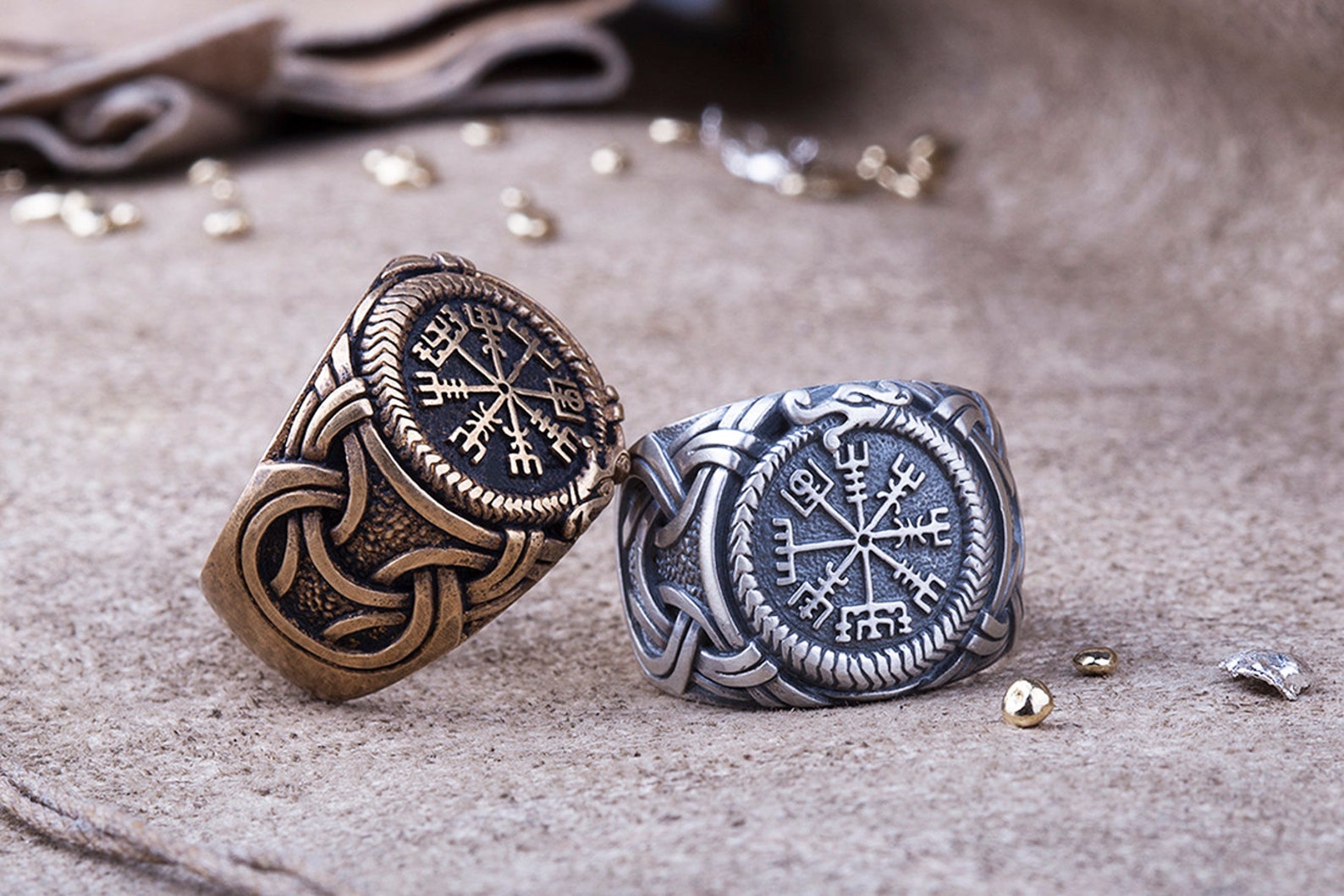 Viking Ring Vegvisir Norse Ring With Jormungandr Norse - Etsy