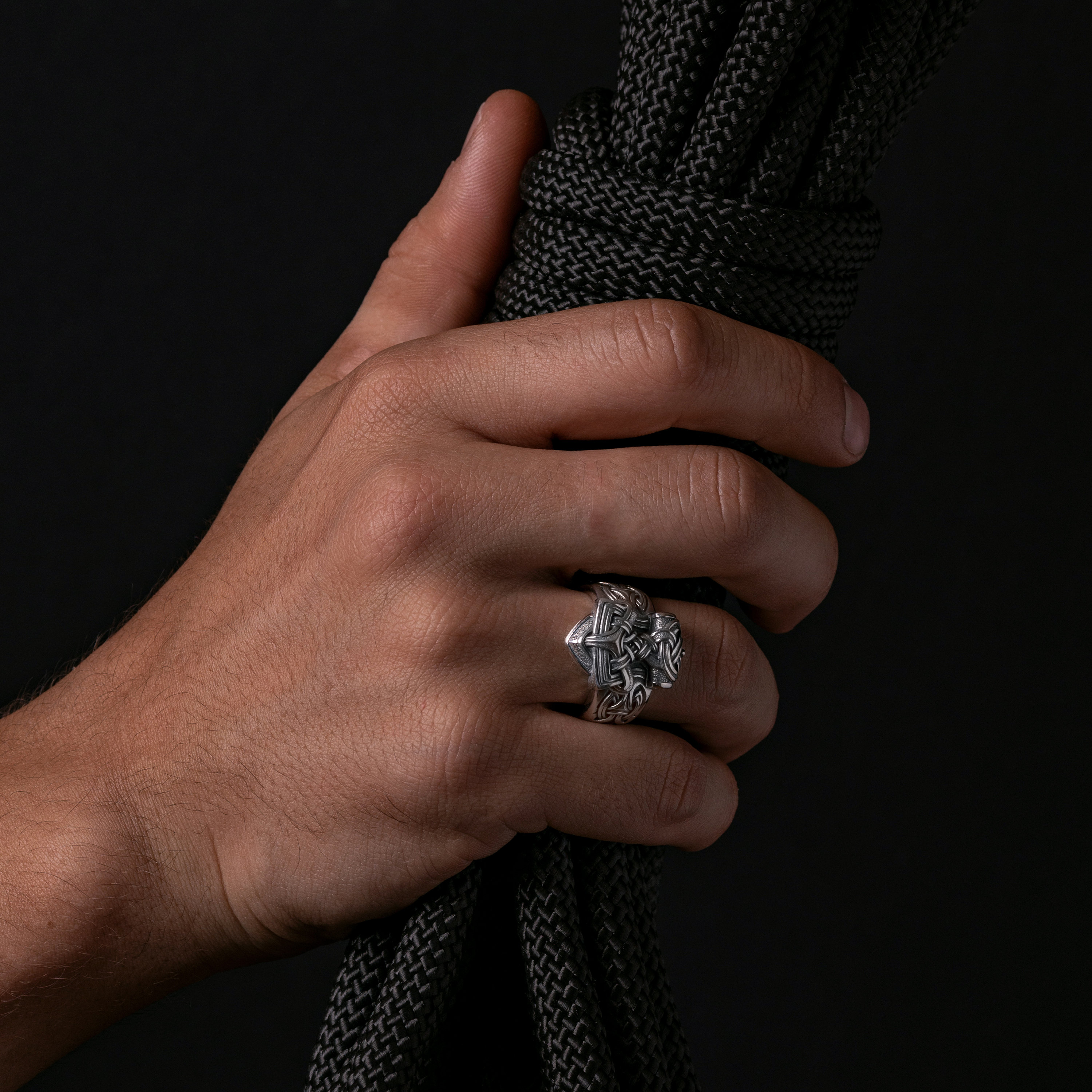 Viking Ring With a Thor's Hammer Norse Style Viking | Etsy
