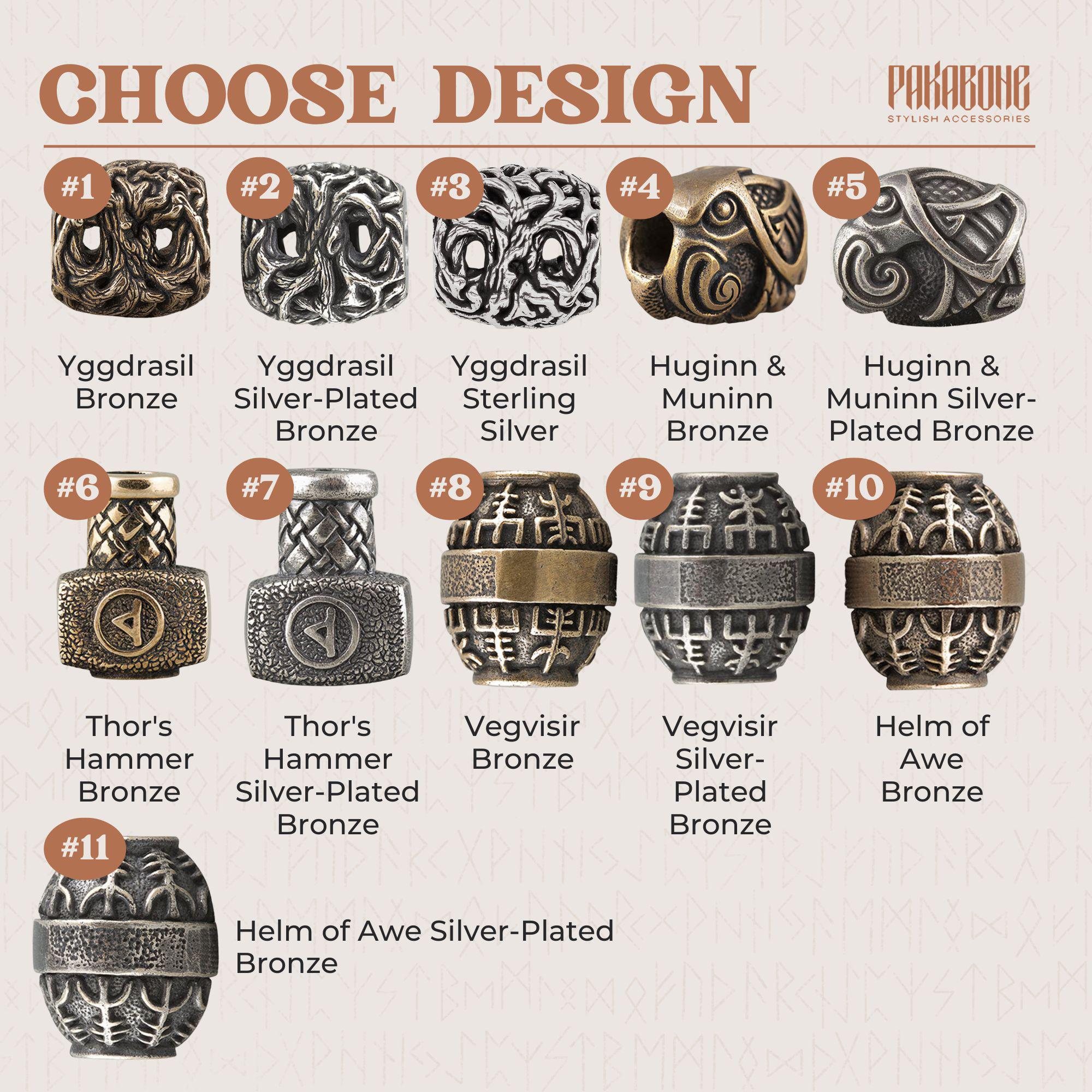 Viking Beard Bead for Men, Norse Hair Beads Bronze Silver, Yggdrasil ...