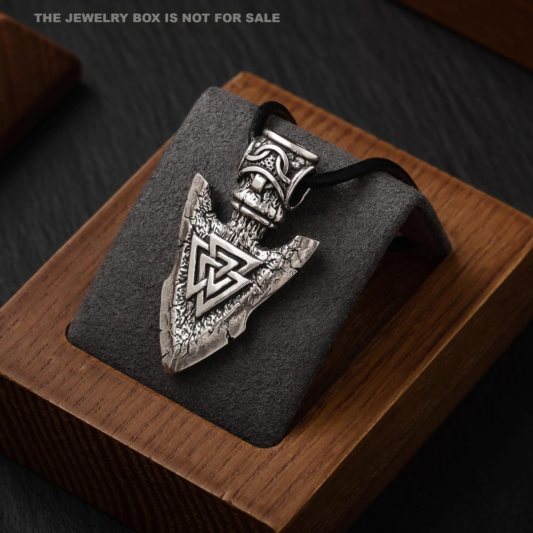 Viking Necklace Odin's Spear Gungnir With Valknut Norse Pendant Gift ...