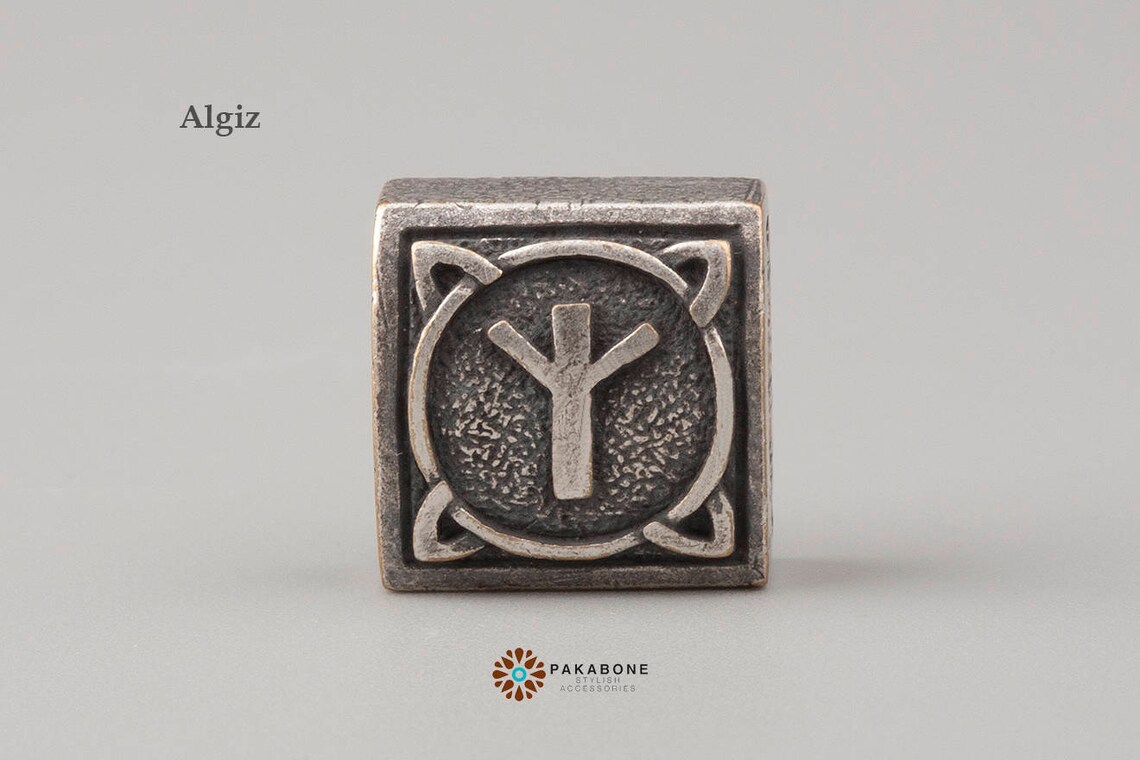 Algiz Elhaz Runa Silver plated Bronze Charm For Viking - Etsy España