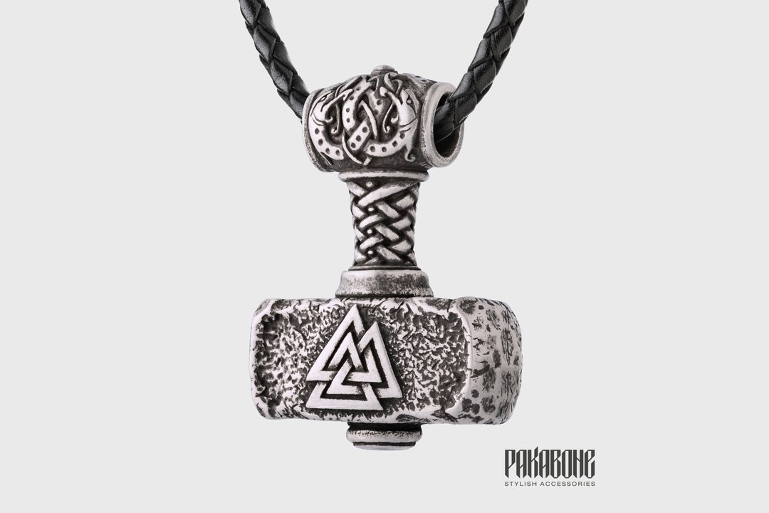 Huge Mjolnir Pendant With Valknut and Triquetra - Thor's Hammer ...