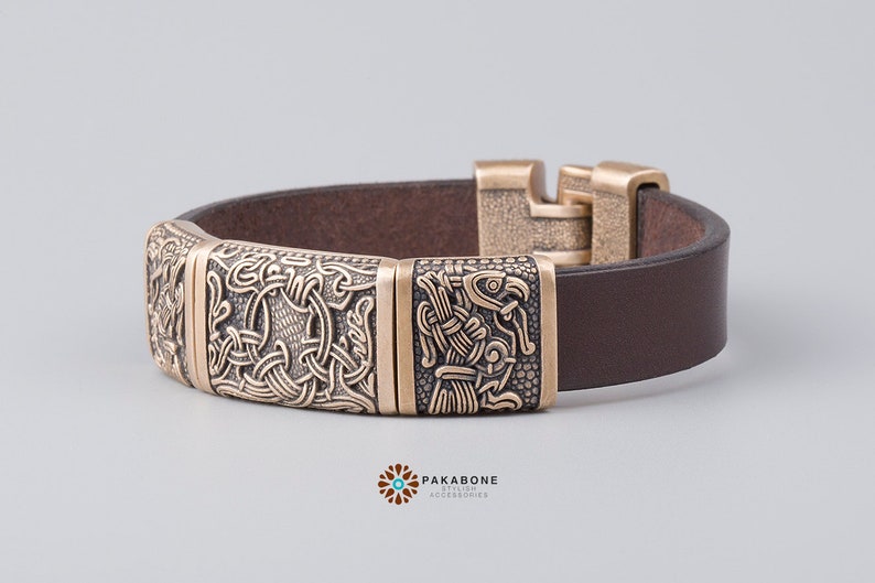 Viking Bracelet Mammen Style With Bronze Charms: Hugin | Etsy