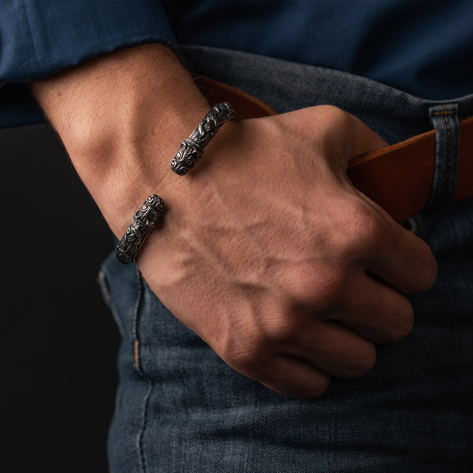 Viking Bracelet Jellinge Style With Dragon's Head - Etsy