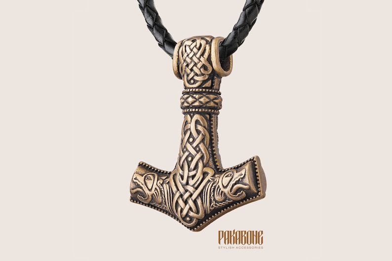 Large Mjolnir Pendant Necklace, Viking Thor Hammer Necklace, Norse ...