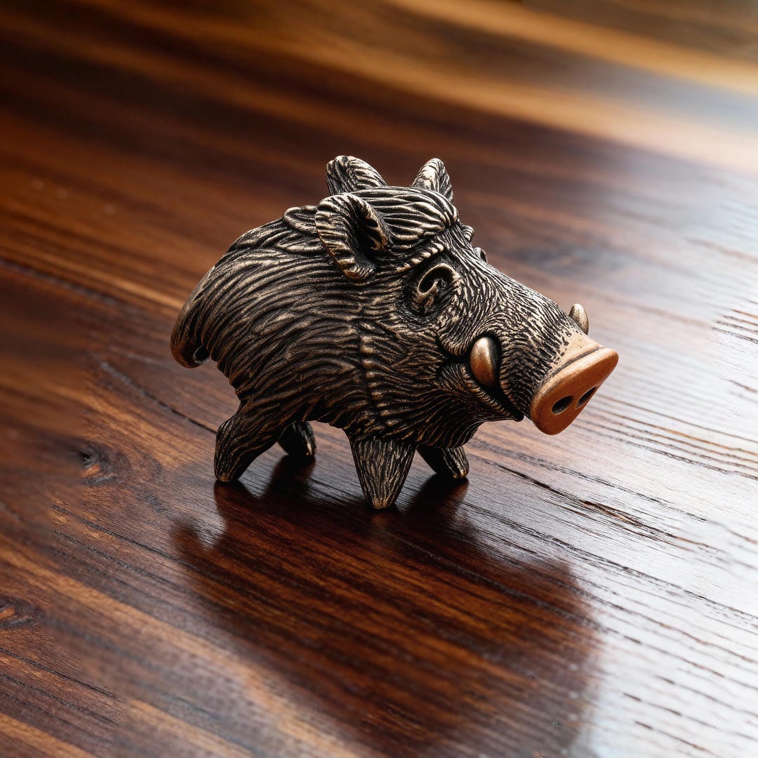Bronze Wild Boar Figurine, Miniature Warthog Sculpture, Collectible ...