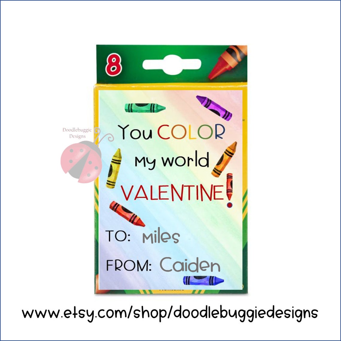 You Color My World Valentine's Day Cards Valentine | Etsy