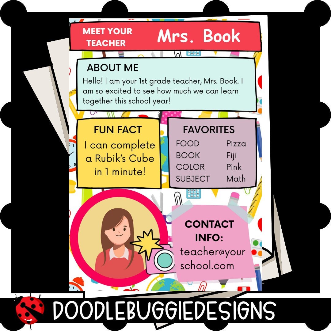 Editable Meet the Teacher Canva Printable Template, Back to School ...