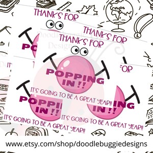 Teacher's Thanks for Popping in Cards, Printable, School Instant ...