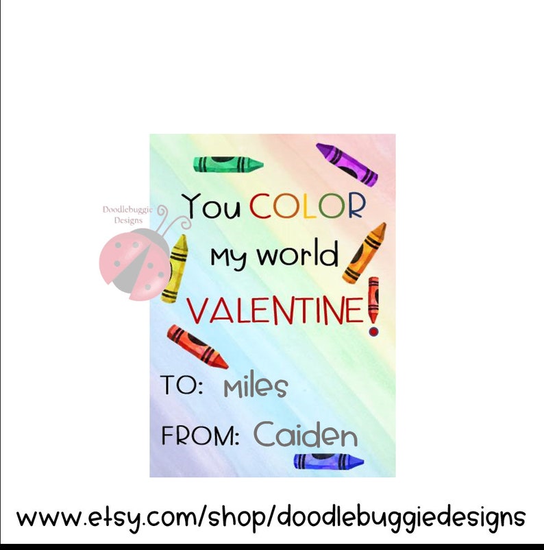 You Color My World Valentine's Day Cards Valentine - Etsy