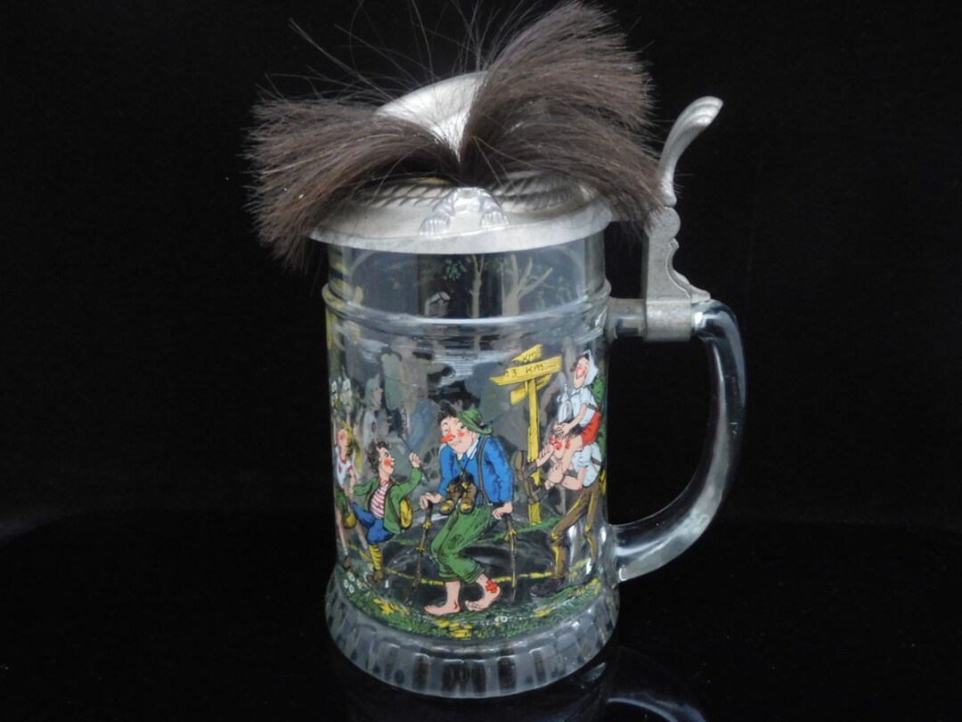 BEER KRUG, Beer Stein, Vintage Barware, Brewery, German Glass Mug ...