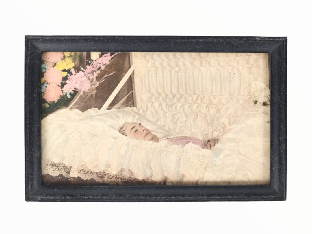 Vintage 1940s Women in Casket Colorized Post Mortem Framed Photograph ...