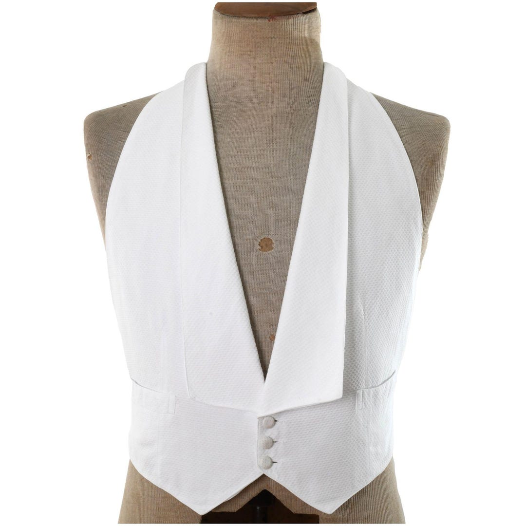 Vintage Late 20s Early 30s White Pique Cotton Backless Formal Waistcoat ...