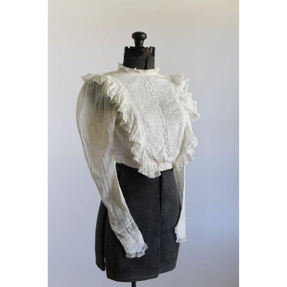 Antique 1890s Victorian White Cotton Voile Pouter Pig… - Gem