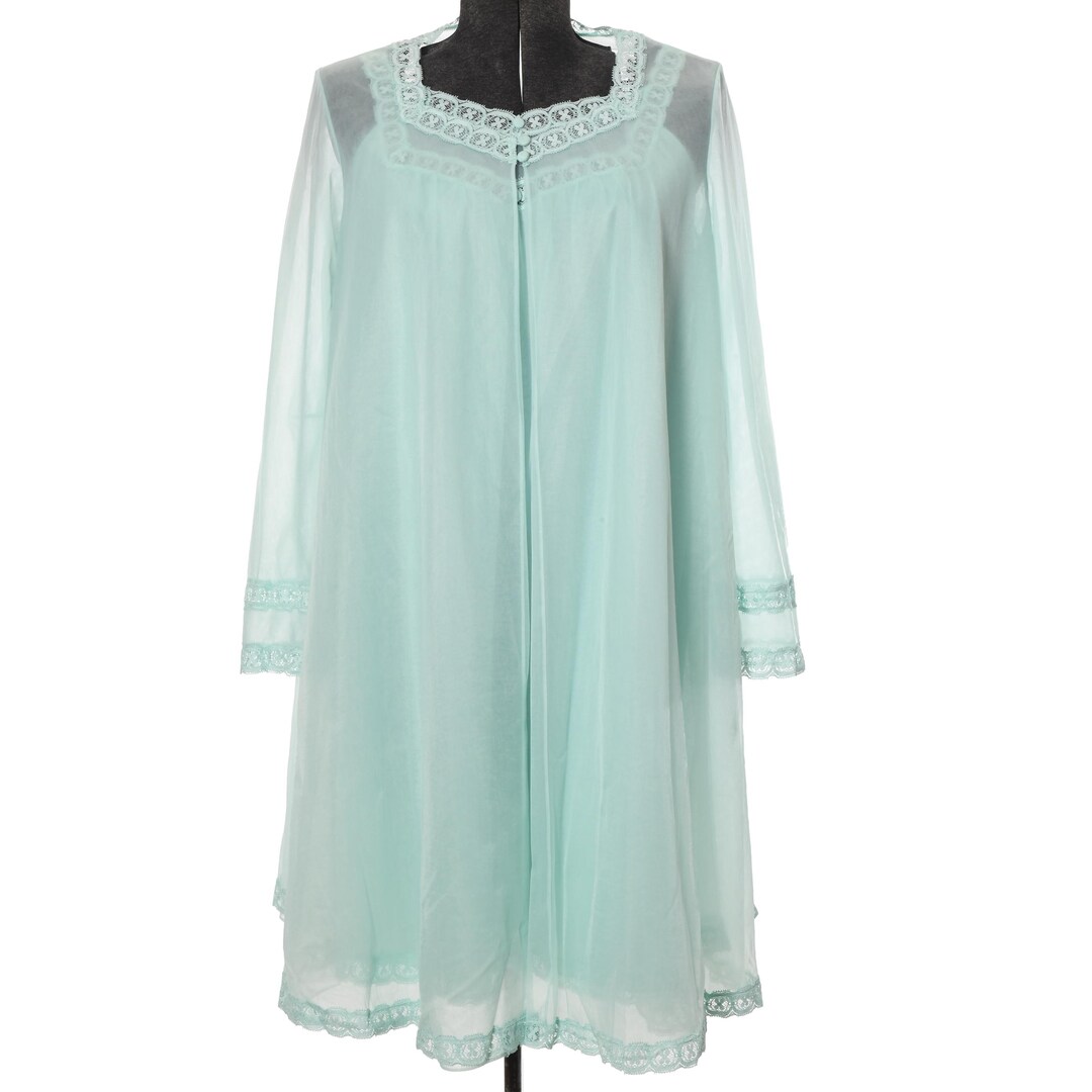 Vintage 1960s Small Green Peignoir Robe Nightgown Set by Vanity Fair ...