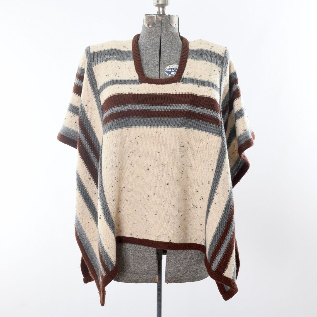 Vintage 1970s OSFM Neutral Colors Geometric Stripes Rectangular Open ...