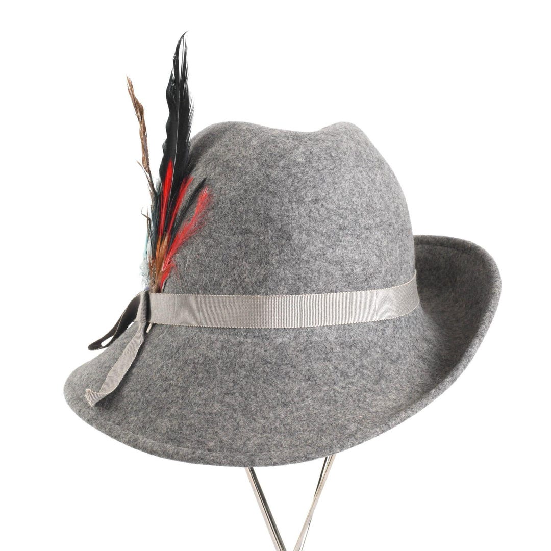 Vintage 1970s Gray Felted Wool Tilted Fedora Hat | by George Bollman ...
