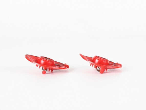 Vintage 1940s Red Hat Hair Barrettes | True Vintage 4… - Gem