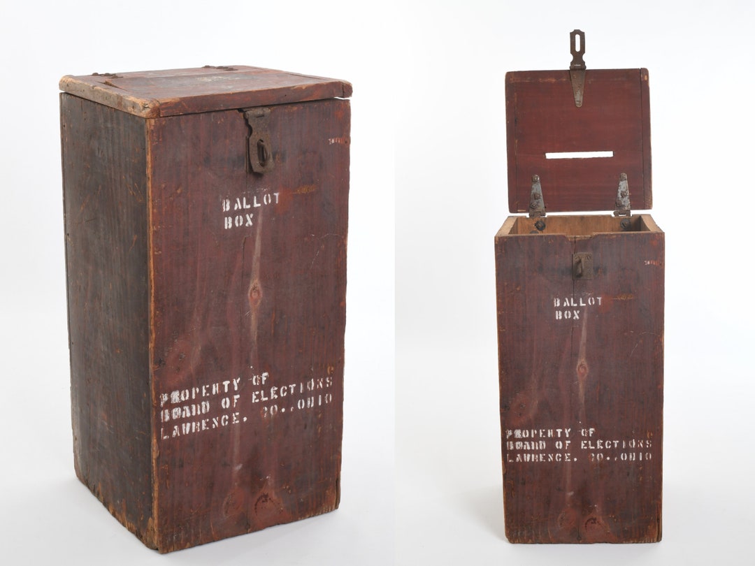 Antique 1800s Red Washed Wood Voting Ballot Box Lawrence County Ohio ...