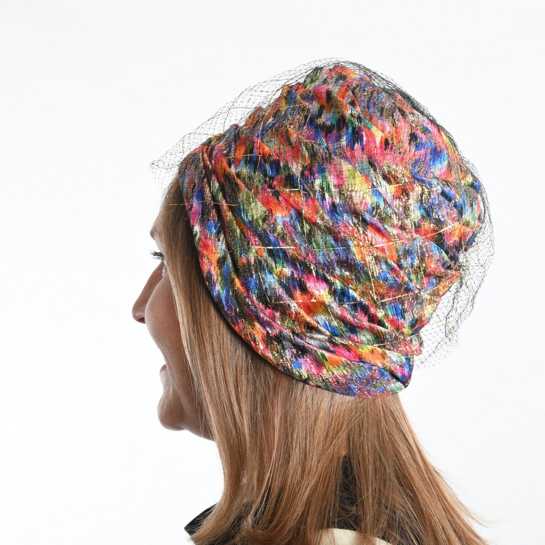 Vintage 1960s Metallic Rainbow Brocade Toque Turban Hat | by Royce ...