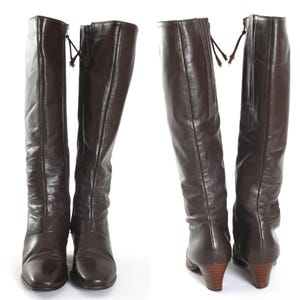 Vintage 1970s Size 7M Tall Brown Leather Heel Boots | by Cobbies | True ...