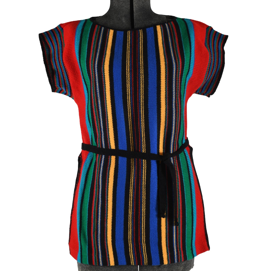 Vintage 1970s Small Rainbow Knit Tunic Shirt by It's Pure Gould True ...