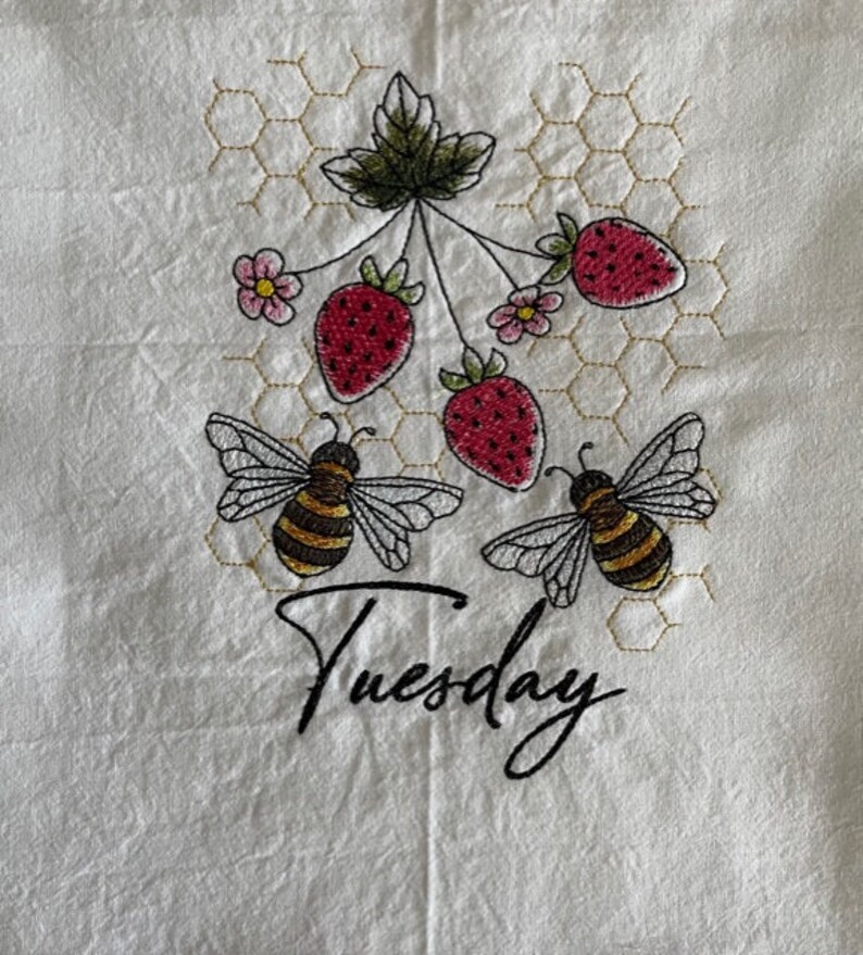 Buzzing Bee's Days of the Week Dish Towels (set of 7) - Made to Order ...