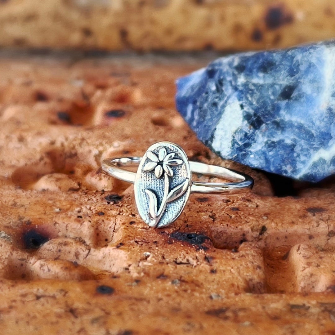 Signet Flower Ring, Sterling Silver, Plant Lover Gifts, Gifts for Her ...