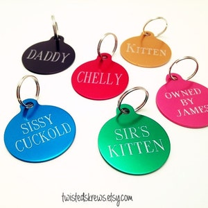 BDSM COLLAR TAG Custom Engraving on Both Sides Christmas Gifts Dom Sub ...