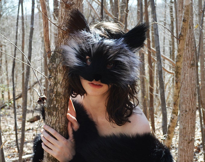 Silver Fox Faux Fur Mask, Handmade - Etsy