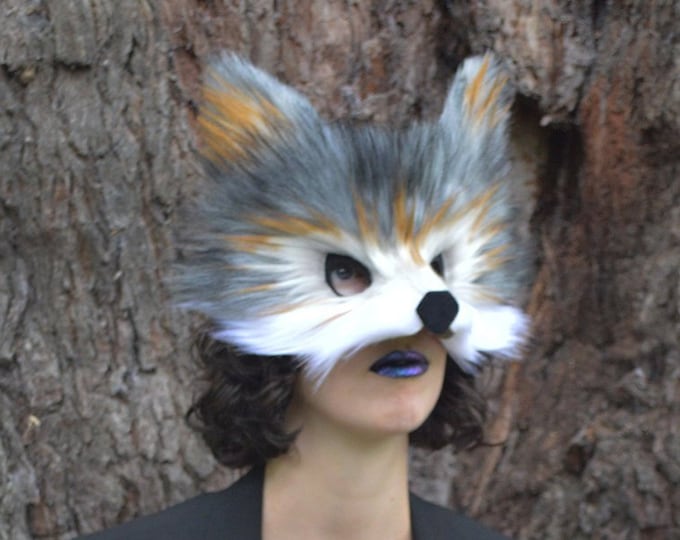 Grey Wolf Faux Fur Mask Handmade - Etsy