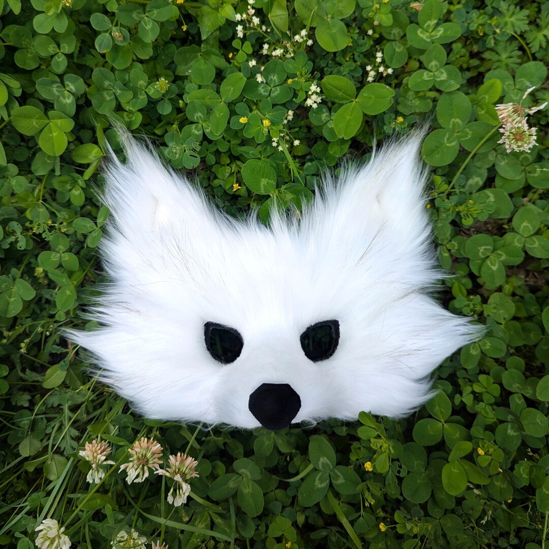 White Wolf Faux Fur Mask, Handmade - Etsy