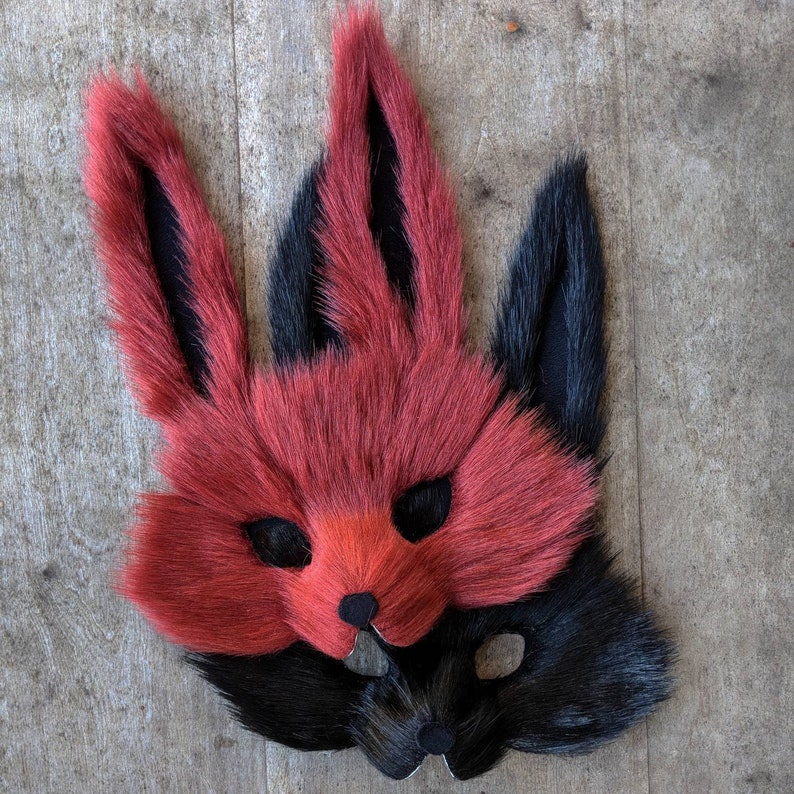 Black Rabbit Mask Handmade - Etsy
