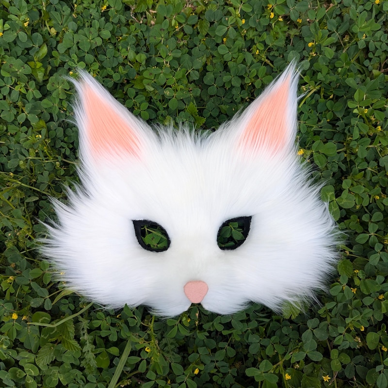 Cat Mask Pink and White - Etsy