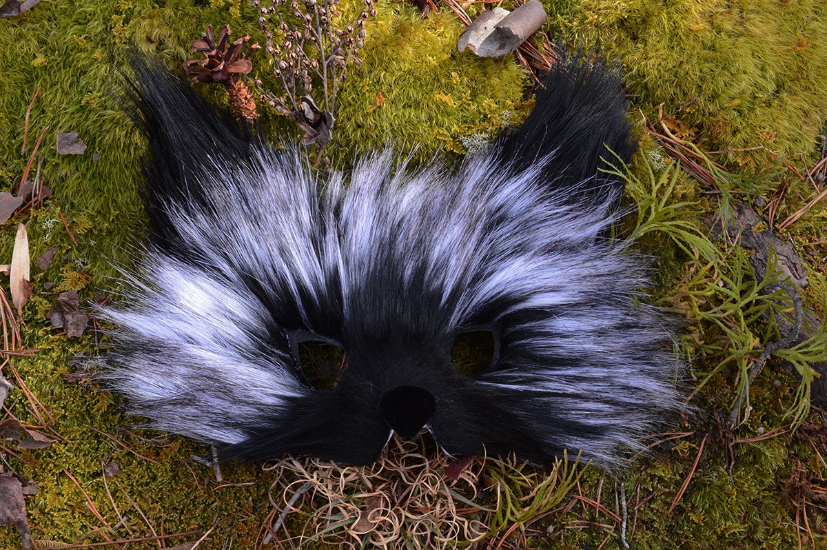 Silver Fox Faux Fur Mask handmade | Etsy