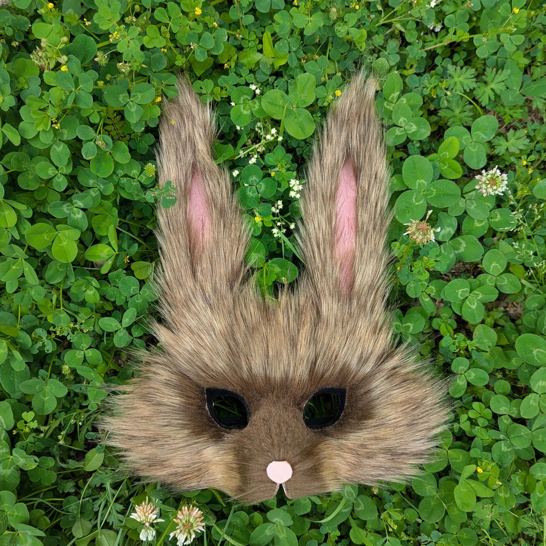 Brown Rabbit Mask, Handmade - Etsy