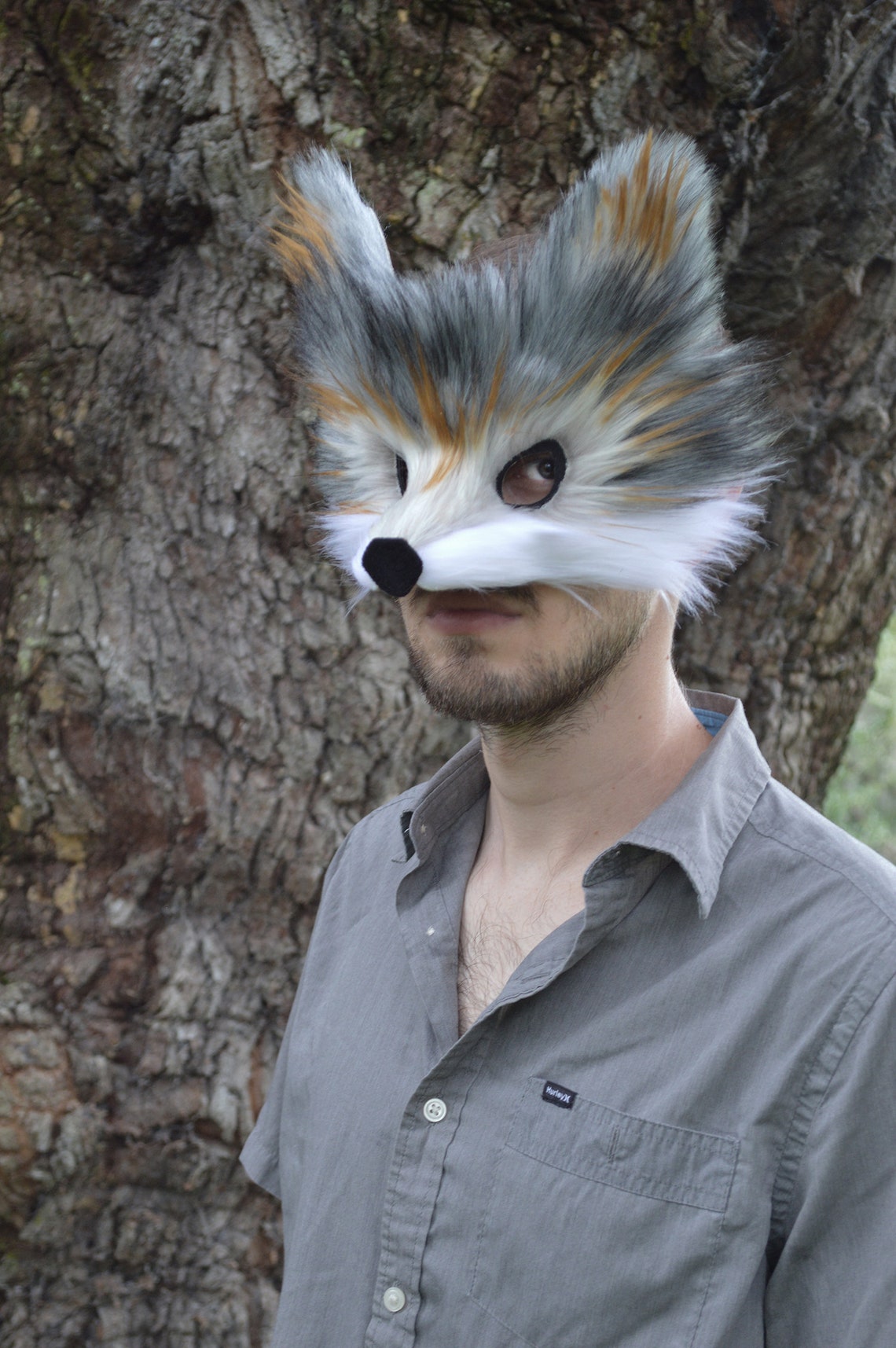 Grey Wolf Faux Fur Mask Handmade - Etsy