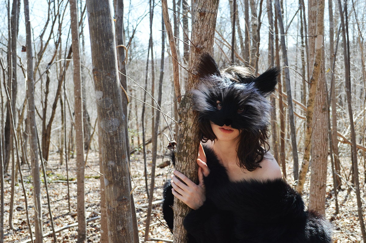 Silver Fox Faux Fur Mask Handmade - Etsy UK