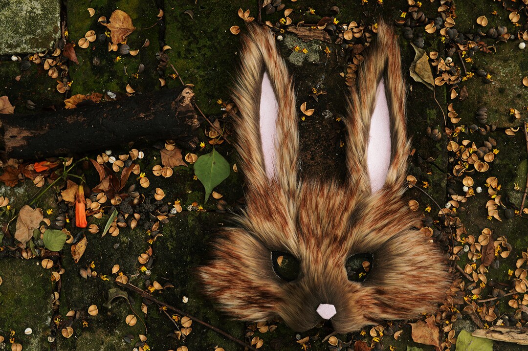 Brown Rabbit Mask, Handmade - Etsy
